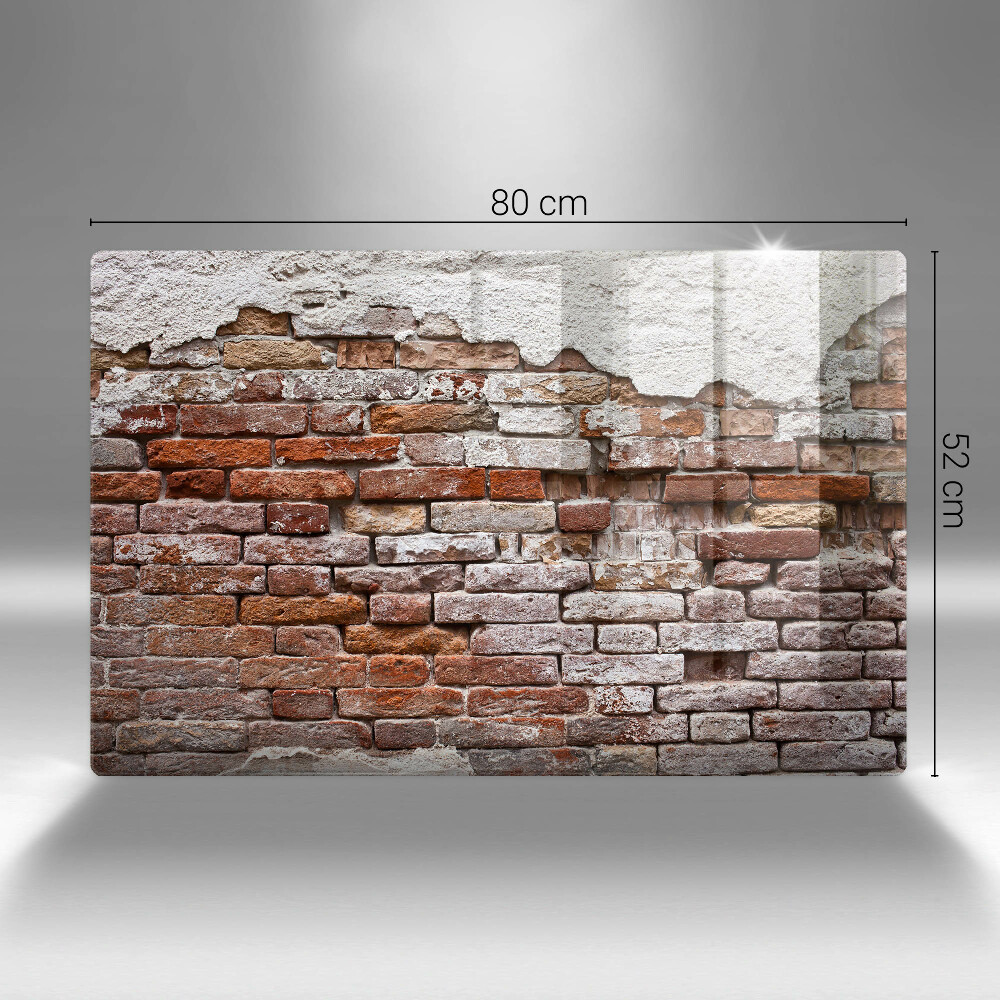 Placă sticla protectie aragaz Zid vechi de cărămidă și beton